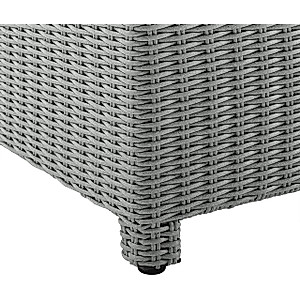 Crosley Furniture Bradenton Armless Outdoor Sectional Chair, Wicker Patio Chairs for Porch, Deck, Backyard, Gray with Gray Cushions