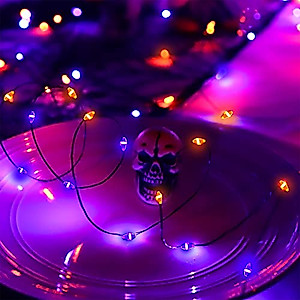 5 Pack Halloween String Lights Decor, Timer, Total 150 LED 50 Ft Battery Operated Copper Wire Purple Orange Fairy Lights Halloween Decorations Outside Yard Home Indoor Outdoor,30 LED 10 Ft Each
