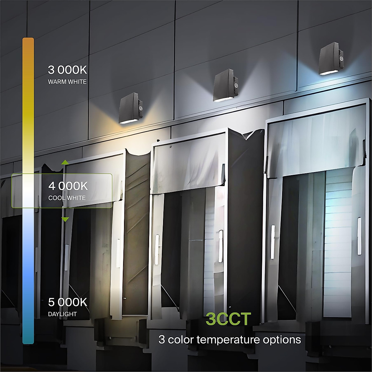 ASD LED Wall Pack Light 12W Photocell, Adjustable Cutoff Dusk to Dawn Outdoor Lighting, 3000K/4000K/5000K Selectable, 1700LM, 120-277V, Dimmable Waterproof Fixture, Black Finish, UL & DLC Certified