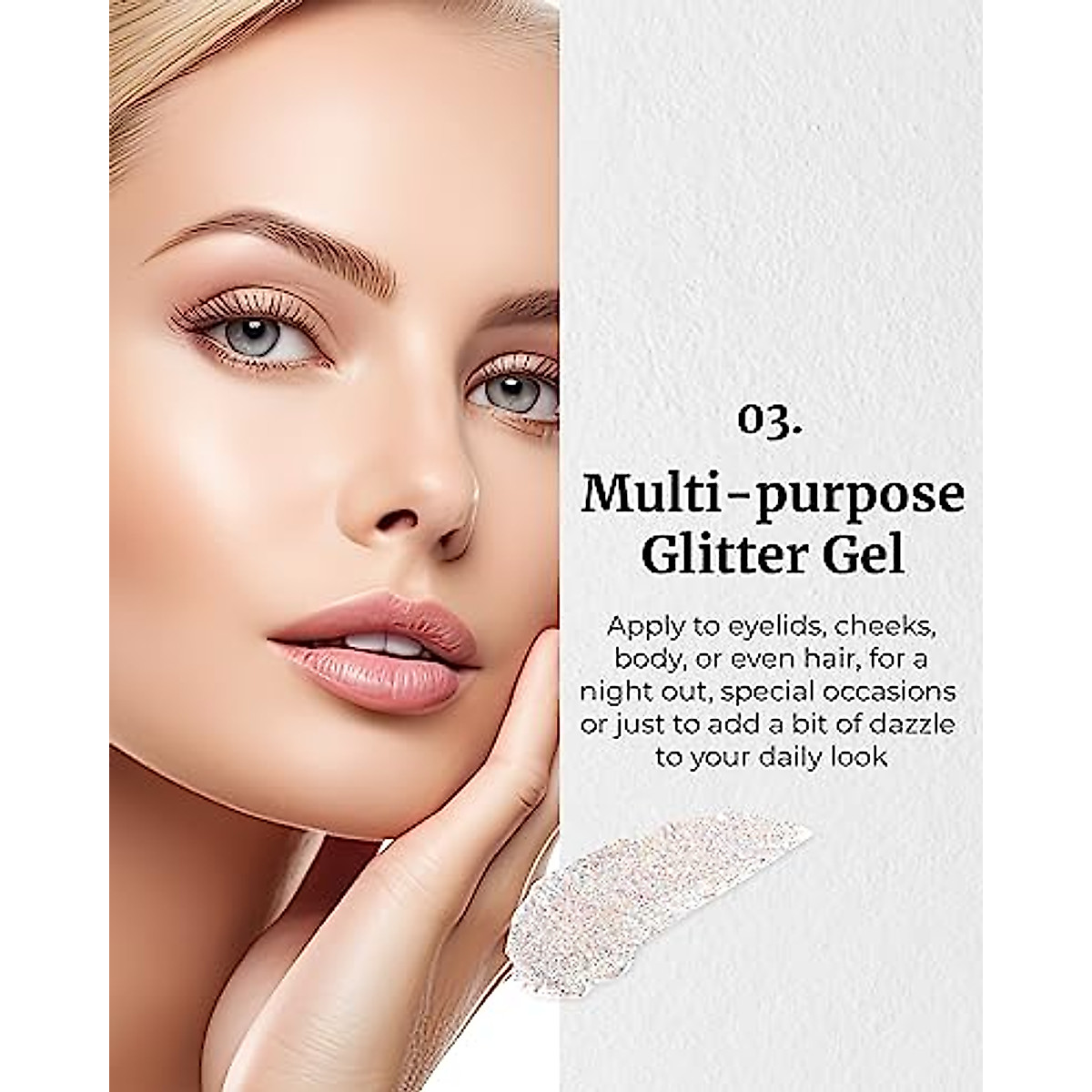 GLINT Glitter Gel, Frozen Opal (3.8g/0.13 oz) by LG Beauty - Multi-Use Body Makeup for Eyes, Cheeks, Body, and Hair. Rich Pigment, Long-Lasting Sparkle/Glitter for Party, Festival