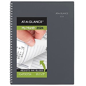 AT-A-GLANCE 2024 Monthly Planner, DayMinder, 8-1/2" x 11", Large, Gray (GC4700724)