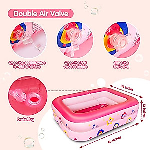 Kiddie Pool Toys for 1 2 3 Year Old Girl Gifts, Inflatable Swimming Pools for Kids Toys Age 1-3 Years, Summer Water Kiddy Baby Pools Ball Pit for Toddlers 1-4 as Bathtub for Backyard Outdoor Indoor