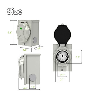 Pre-Drilling 50 Amp Generator Power Inlet Box RVMATE, NEMA SS2-50P 125/250 V 6250/12500W Power Inlet Box, Waterproof for Outdoor Use