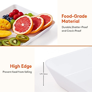 Lifewit Serving Tray Plastic for Party, 15" x 10" Platters for Serving Food, White Food Tray for Snacks, Food, Cookies, Set of 3, BPA Free