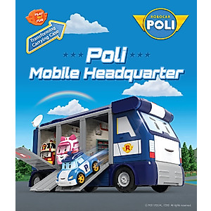 Robocar POLI Toys, Mobile Headquarters, 3-in-1 Transforming Police HQ Trailer Truck Toy with Vehicle Launchers & 1 Poli Die-Cast Car, Kids Toys for Ages 3 and up