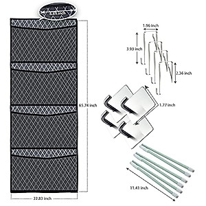 Stuffed Animal Storage，Hanging Stuffed Animal Storage，Plush Toy Storage Bag 4 Extra Large Capacity Breathable Grids with 4 Metal Door Head Hooks and Self Adhesive Wall Hooks for Toys, Clothes