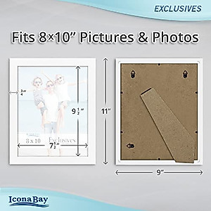 Icona Bay 8x10 Picture Frames (White, 3 Pack), Sturdy Wood Composite Photo Frames 8 x 10, Sleek Design, Table Top or Wall Mount, Exclusives Collection