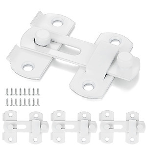 INIRET 4 Packs Barn Door Latches，2.75” x 2.02” White Stainless Steel barn gate flip Door Latch Bi-fold Door Lock,Sliding Door Antique Lock Gate Latches Wine Cabinet Closet Door Latches，White Finish