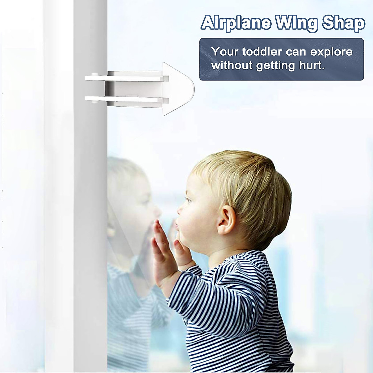 6-Pack Sliding Door Locks for Baby Safety, Viaky Child Cabinet Proofing Strong Adhesive Safety Latch for Sliding Closet/Shower/Patio/Window/Wardrobe (White)
