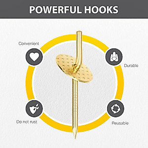 Picture Hanging Nails, Hommie Picture Hangers with10-60 lbs 50PCS Picture Hangers Hardware kit One Step Picture Hangers Nails for Drywall, Picture Frame, Canvas, Mirror Hanging Decoration