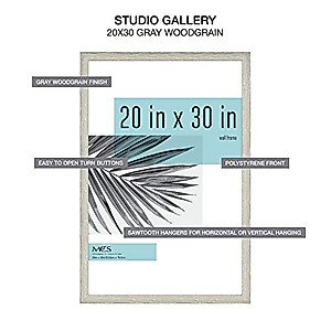 MCS Studio Gallery 20x30 Poster Frame Gray Woodgrain, Vertical & Horizontal Wall Hanging Large Picture Frame for Photos, Posters & Art Prints (2-Pack)