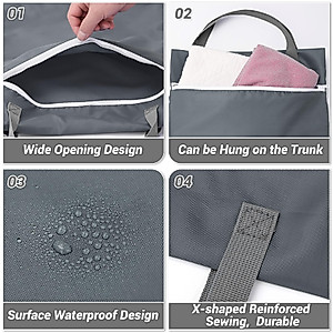 2 Pcs Large Travel Laundry Bag, Sublaga Washable Waterproof Wet Dry Bag Large Dirty Clothes Bag Bathing Suit Workout Bag for Gym Clothes Laundry Wet Clothes Swimming Yoga (Black + Gray)