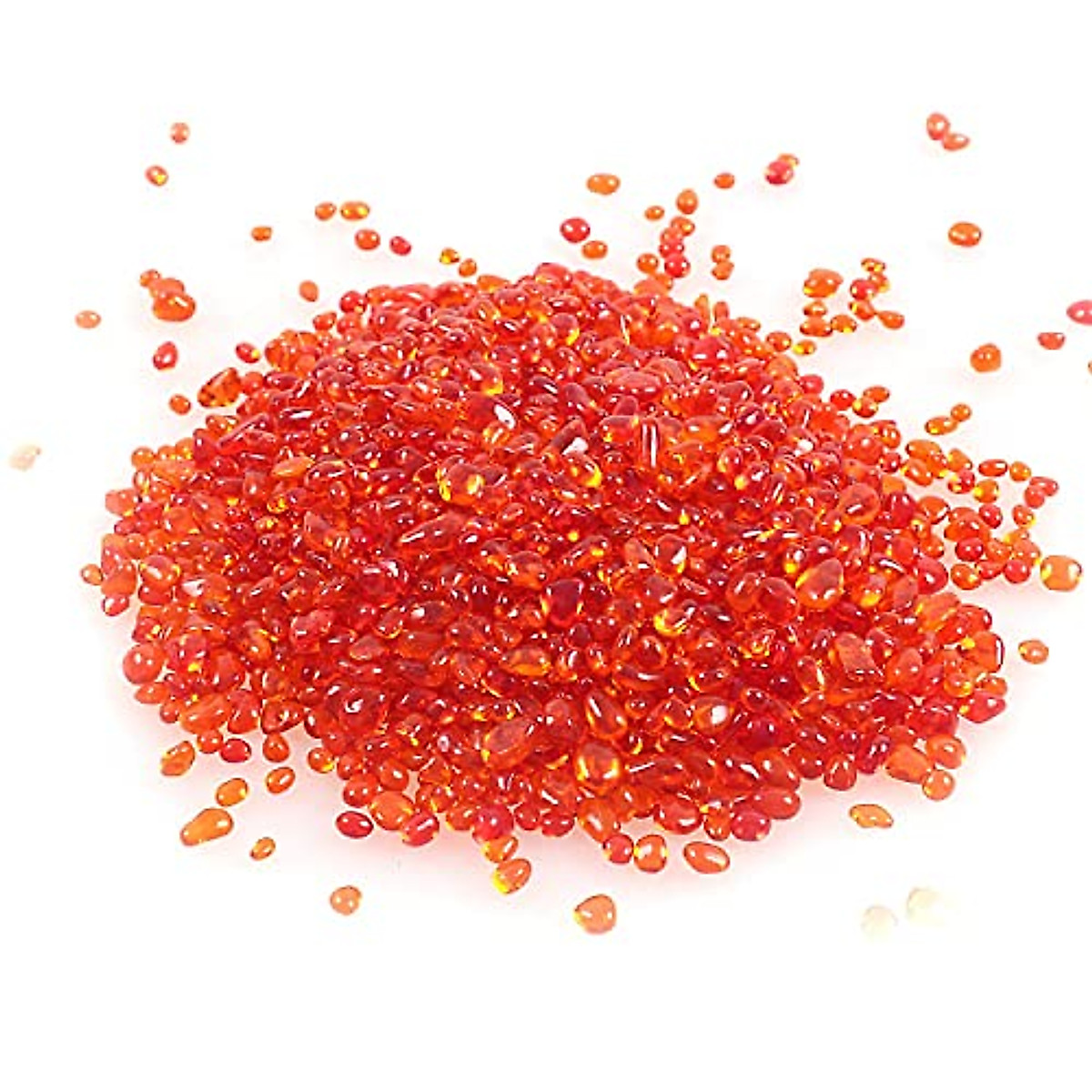 Reflective Tempered High Luster Fire Glass, Glass Gravel Marbles,Fire Glass Rocks Pebbles,Vase Fillers Glass Beads for Aquarium Garden Decoration 3-6mm 305g/10.75oz/0.67lbs (Orange Red)