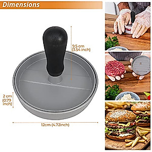 Hamburger Patty Press Non Stick - Surfaces Clean Easily Adjustable Aluminum Mold Flat Round Shaper with 110 Paper Sheets Essential Tool to Make Beef Veggie Burger