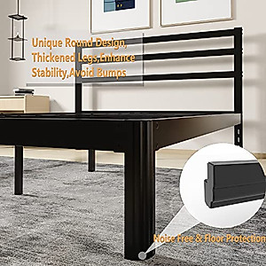 Woozuro 18 Inch Queen Bed-Frame with Headboard and 6PCS Mattress Gaskets No Slip Foundation No Box Spring Needed