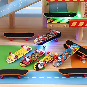 24 Pieces Mini Finger Skateboards Creative Finger Boards Set Mini Skateboards for Fingers Hand Skateboard Mini Fingerboards Skateboards for Finger Skater Party Supplies Props Decor (Classic Style)