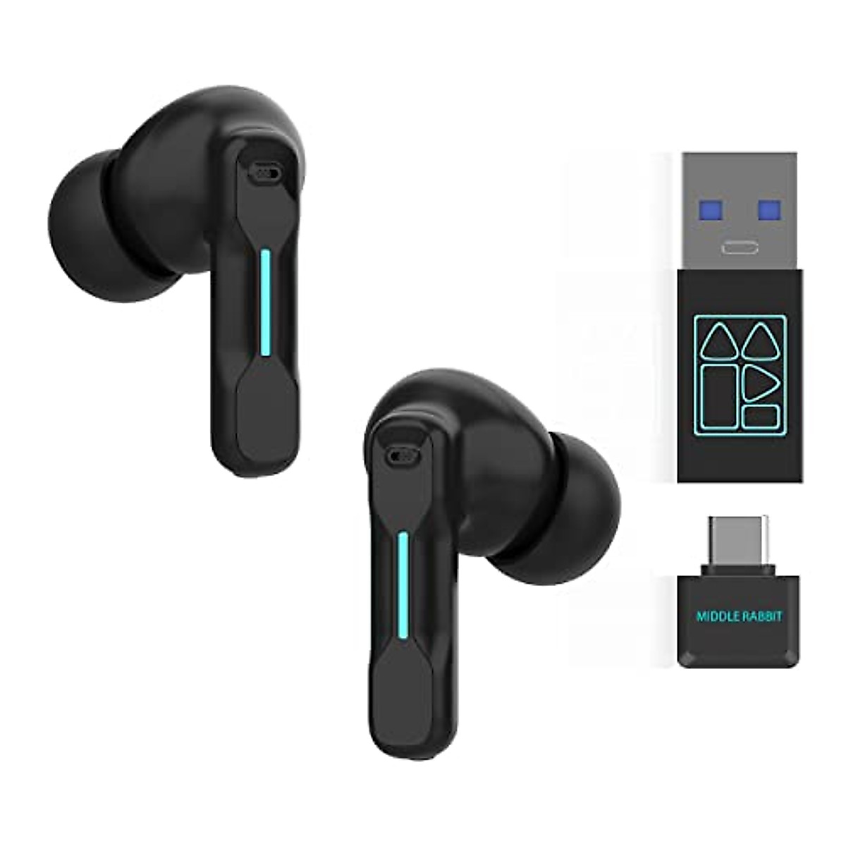 FEDIKER SW4 Wireless Hidden Earbuds for PC/Computer/Laptop/Mobile - Dongle & Bluetooth - 40ms Low Latency - 4 Mics – Gaming - Work Headset/Headphones for Office