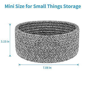 ABenkle 2 Pack Small Baskets, Cotton Rope Woven Basket, Cute Mini Tiny Storage Baskets, Decorative Boho Basket for Nursery Living Room Bedroom Shelf, Empty Gift Basket - Mixed Grey