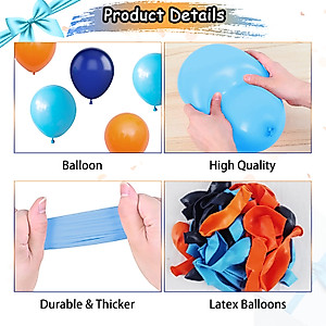 Blue and Orange Balloon Arch Kit, 112pcs Navy Blue and Orange Balloon Garland Kit, Light Blue and Orange Party Balloons for Boys Basketball Birthday Graduation Space Themed Party Decorations