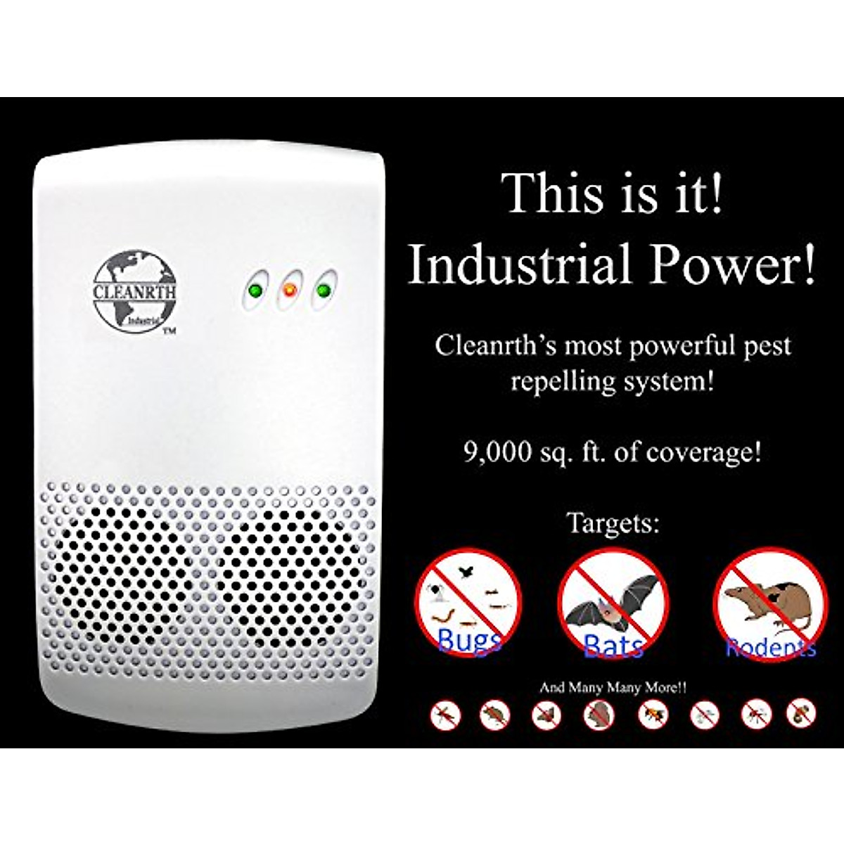 CLEANRTH CIN009 Industrial Electronic Pest Repelling System | Demands Insects, Bats, and Rodents to Flee!