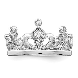 IceCarats 925 Sterling Silver Cubic Zirconia CZ Royal Princess Crown Ring Size 8