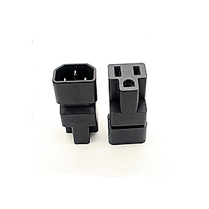 2 Pack UPS 3 Prong Plug Adapter, Goibalma IEC 320 C14 3 Pin Male to 5-15R Female Plug Receptacle Power Connector Converter