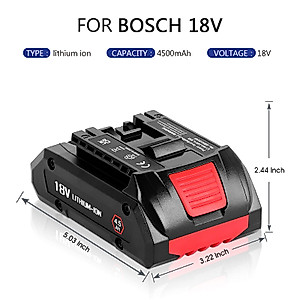 JIALIPOK 18V 4.5Ah Replacement Battery for Bosch 18v Battery GBA18V40 BAT609 BAT609G BAT618 BAT618G BAT619 BAT619G BAT622 BAT620 SKC181-202L for 18v Bosch Tools
