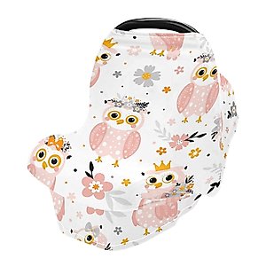 Nursing Cover Breastfeeding Scarf Pink Cute Owl Print- Baby Car Seat Covers, Stroller Cover, Carseat Canopy(8rh3c)
