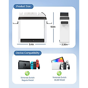 Switch Games Organizer Holder and Charging Dock for Nintendo Switch & Switch OLED Joy-Cons/Original Switch Pro Controller - Nargos Switch Storage Rack Stand Accessories kit