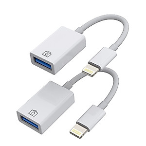 iPhone OTG Adapter(2Pack)lightning male to USB Female Converter Data Sync dongle for 14 13 12 11 pro max 7 8 plus ipad Camera Card Reader USB Flash Drive Mouse Keyboard Hub MIDI Piano Connector U Disk