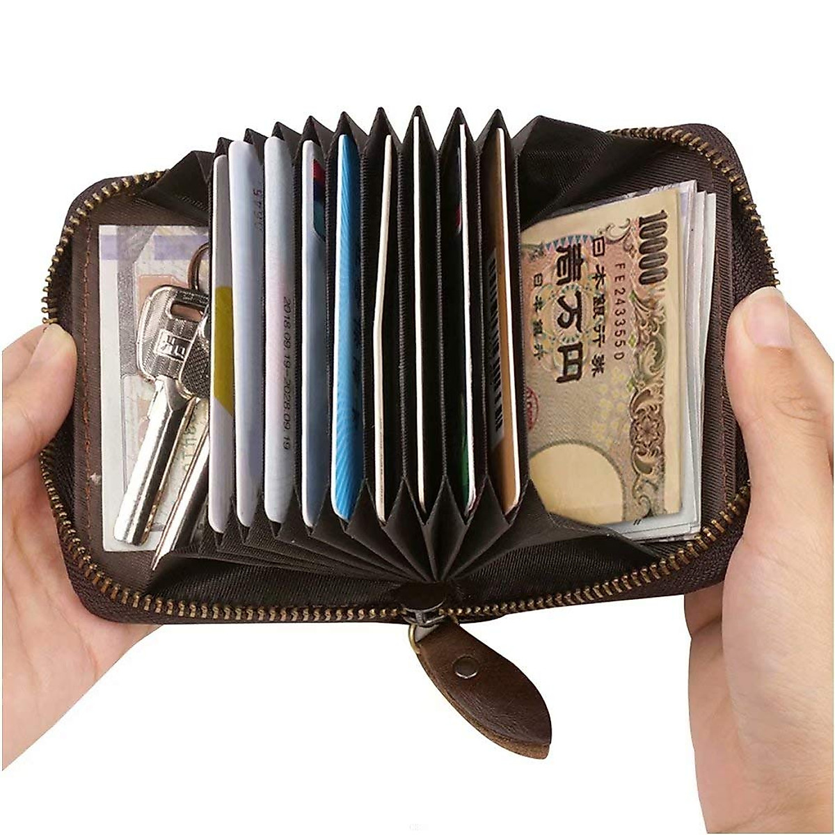 GADIEMKENSD Credit Card Holder RFID Blocking Leather Wallet Cute for Women and Man Coin Purse Protector Small Cards Case With Ladies Zipper Security Wallets Coffee