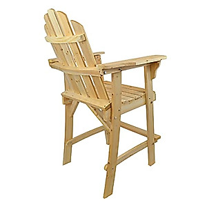 Westcharm Balcony Tall/Counter High Adirondack Chair with Footrest for Outdoor Outside Garden - Unfinished Natural Wood