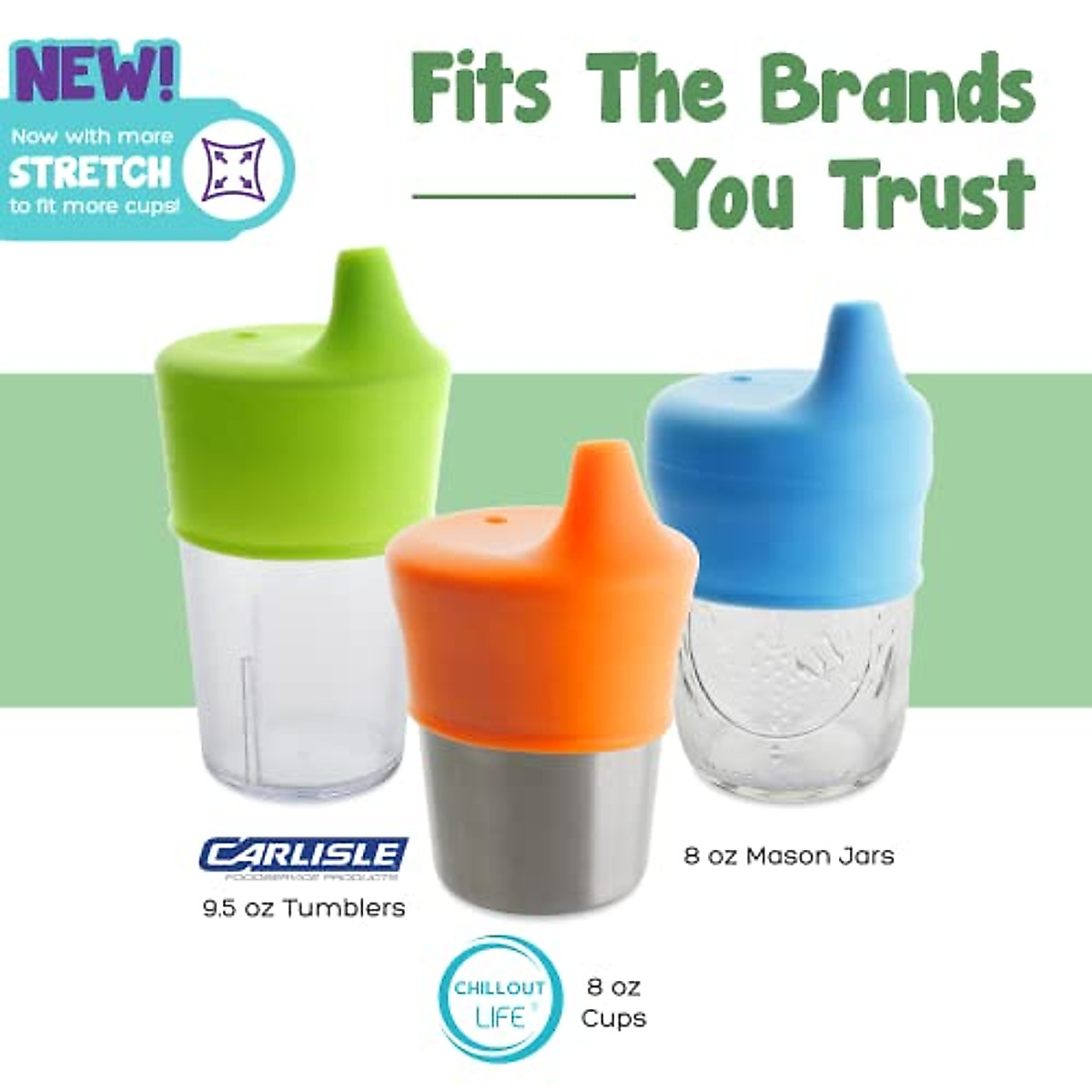 Sippy Cup Lids by Healthy Sprouts - (5 Pack) – Spill Proof Silicone Sippy Lids - Great for Toddlers, Infants, Babies (Red, Blue, Yellow)