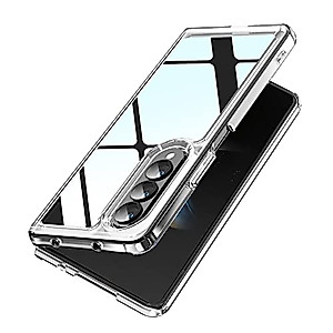 MAKAVO for Samsung Galaxy Z Fold 4 Clear Case, Crystal Flexible Edges & Hard Back Cover, Non-Yellowing Slim Thin Shockproof Phone Case for Samsung Z Fold4 (Pure Clear)