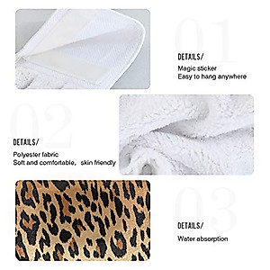 STAYTOP Fashion Colorful Leopard Animal Print Hand Towels Set of 2, Soft and Fast Absorbent Hanging Towels or Magic Stickers with Hanging Loops for Kitchen, Bathroom 12x17In