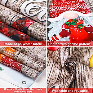 Christmas Door Cover Decorations Merry Christmas Front Door Cover Christmas Door Banner Fabric Glitter Wood Props Xmas Snowflake Hanging Door Wrap for Photo Booth Props Party (Gnome Style)