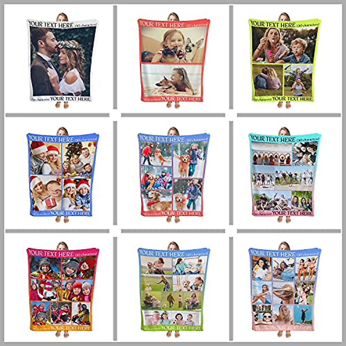 Custom Blanket with Photo & Text, Personalized Flannel Throw Blankets Upload Any Photo Custom Gifts for Dad, Mom, Family, Friends, Couples, Dogs, 30"x40" - 1 Photo