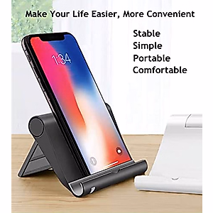 JUSDIQIR Cell Phone Stand for Desk, Foldable Cell Phone Holder Mobile Phone Dock Multi-Angle Universal Adjustable Tablet Holder Compatible with Most Cell Phone and Tablet (Black)