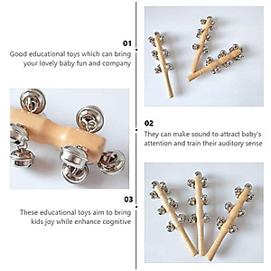 NUOBESTY Wooden Jingle Bells, 1pc Hand Jingle Bells Wood Jingle Bells Wood Handle Musical Bells Jingle Stick Shaker|21x5cm