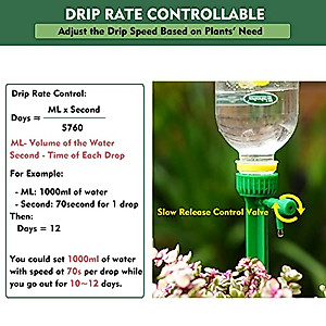 ForarTronics Plant Watering Spikes|4Pcs Drip Rate Controllable Self Watering Spikes with Dual Caliber Adapter and 500ml Mouth-Matched Bottle, Plant Nanny Water Dripper for Outdoor Indoor Plants,Green
