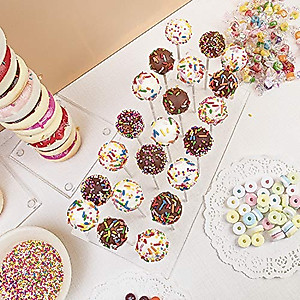 YestBuy Cake Pop Display Stand, 21 Hole Cake Pop Holder, Lollipop Holder for Weddings, Birthday Parties, Anniversaries Gift, Halloween, Christmas Candy Decorative (Clear)