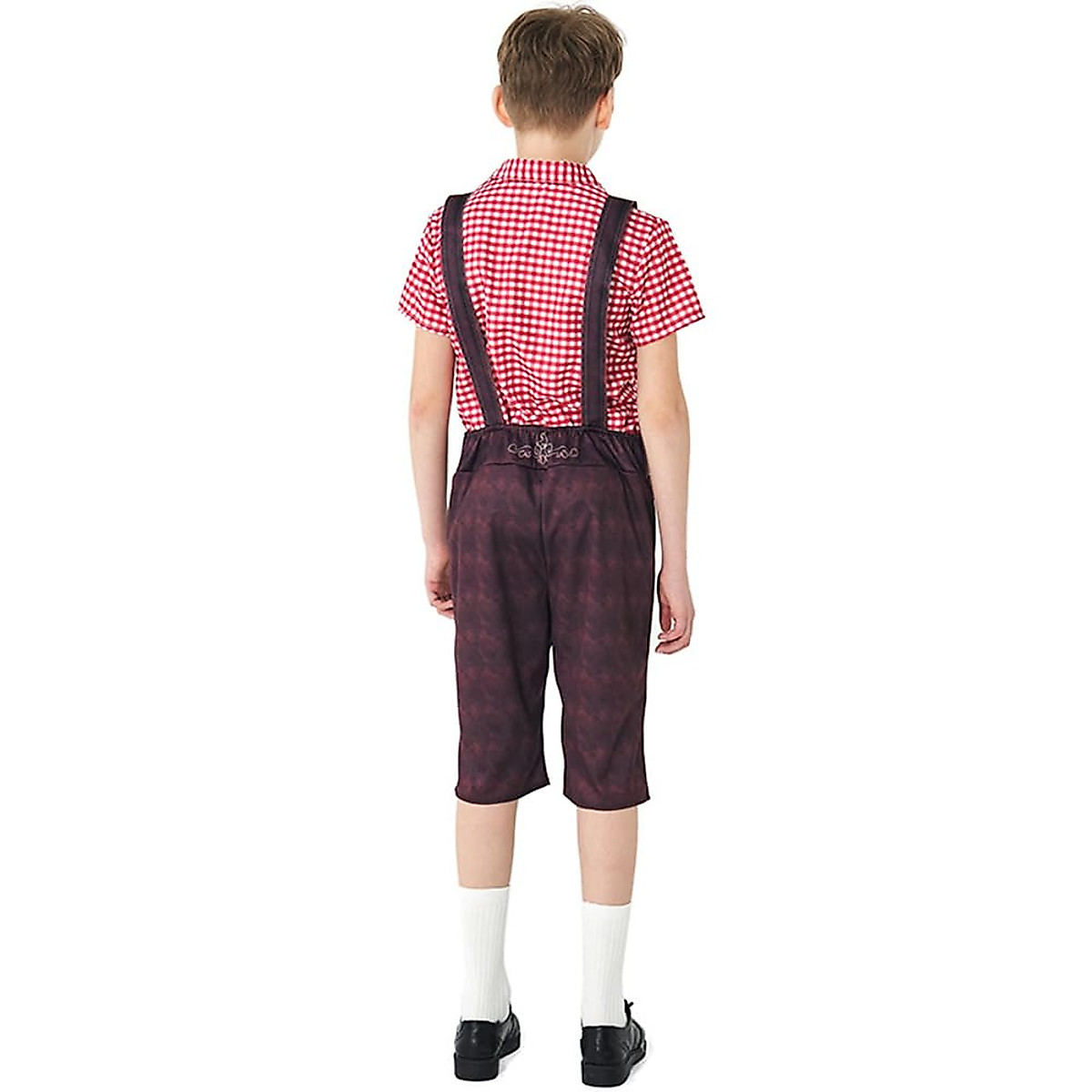 German Bavarian Oktoberfest Costume, Kids Toddler Boys Oktoberfest Costume Lederhosen Shorts German Bavarian Set Halloween Dirndl Beer Festival Dress Up Outfit Photoshoot Birthday Red 8-10 Years