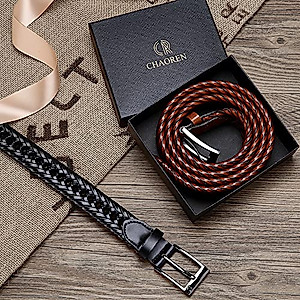 CHAOREN Leather Braided Belts Men - 1 1/8" Mens Casual Woven Leather Belt - Belt Men