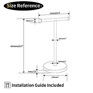 GERZWY Modern Free Standing Hand Towel Holder Tree Rack SUS 304 Stainless Steel Countertop Towel Ring Polished Finish