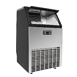 Clarfey 80LBS/24H Commercial Ice Maker with 33LBS Storage Bin Stainless Steel Automatic Operation Under Counter Ice Machine