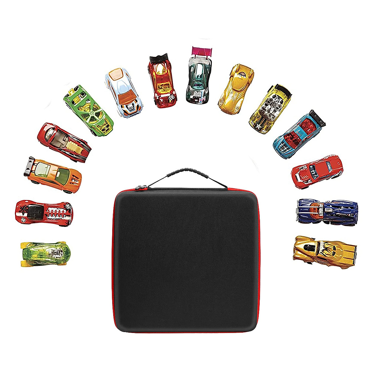 Qiteyz Toy Organizer Carrying Case Compatible with Hot Wheels Cars,Matchbox Cars,Portable Carrying Box Compatible with 80 Toy Cars.(Case Only)