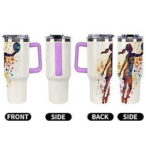 QWJKM Basketball Pattern Travel Tumbler 40 Oz Leak-Proof Large Capacity With Lid Straw Coffee Mug Car Cup Stainless Steel Water Bottle Insulated Bottles