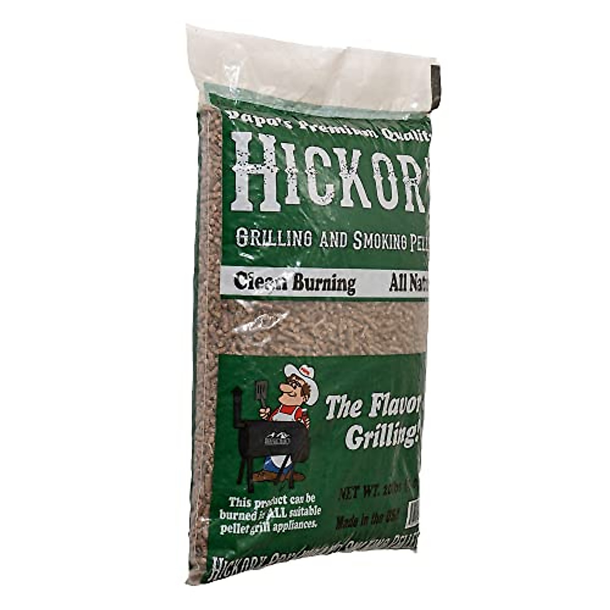 Papa's Premium Hardwood Pellets for Grilling, Smoking, and Barbecuing Meat, Poultry, and Seafood, Hickory Blend, 20 Pound Bag