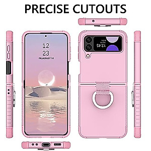 GUAGUA Compatible with Samsung Galaxy Z Flip 3 Case 5G 6.7 Inch Hybrid 2 in 1 Hard PC Soft TPU Heavy Duty Rugged Shockproof Full-Body Protective Phone Cover for Samsung Z Flip3, Pink