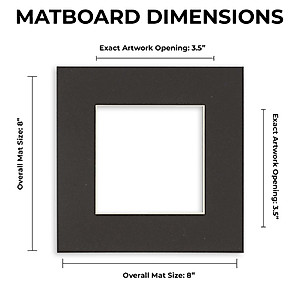 8x8 Mat Bevel Cut for 4x4 Photos - Precut Fresh Linen Canvas Square Shaped Photo Mat Board Opening - Acid Free Matte to Protect Your Pictures - Bevel Cut for Family Photos, Pack of 1 Matboard Show Kit